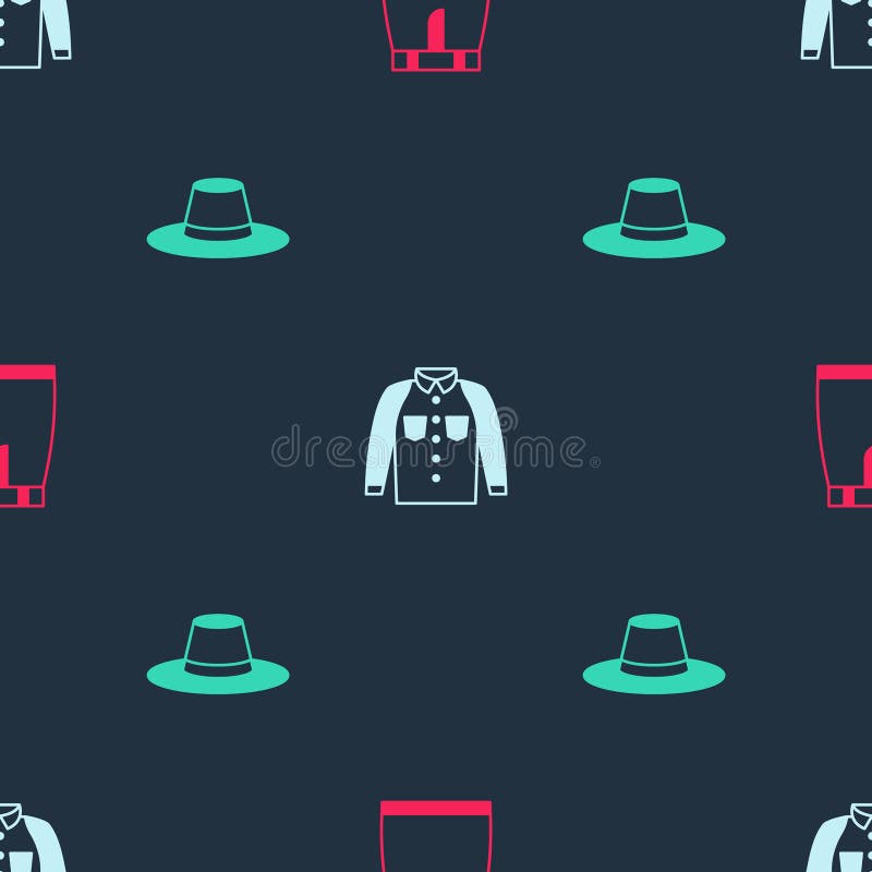 Set Skirt, Shirt and Man Hat on Seamless Pattern. Vector Stock Vector ...