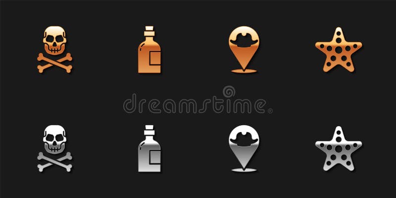 Set Skull on Crossbones, Alcohol Drink Rum, Location Pirate and ...