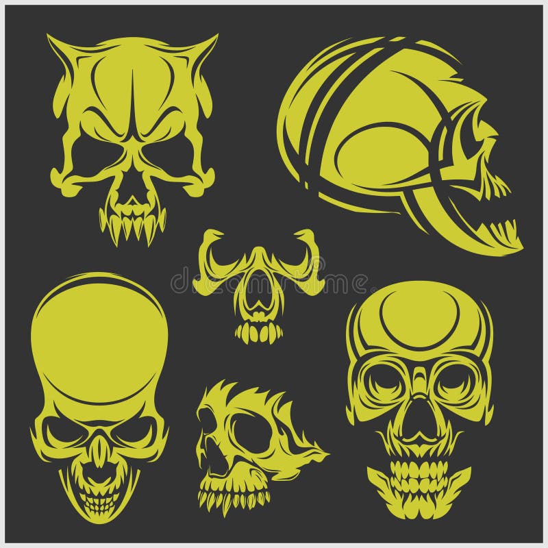Set of Skulls. Vector Illustration. Stock Vector - Illustration of ...