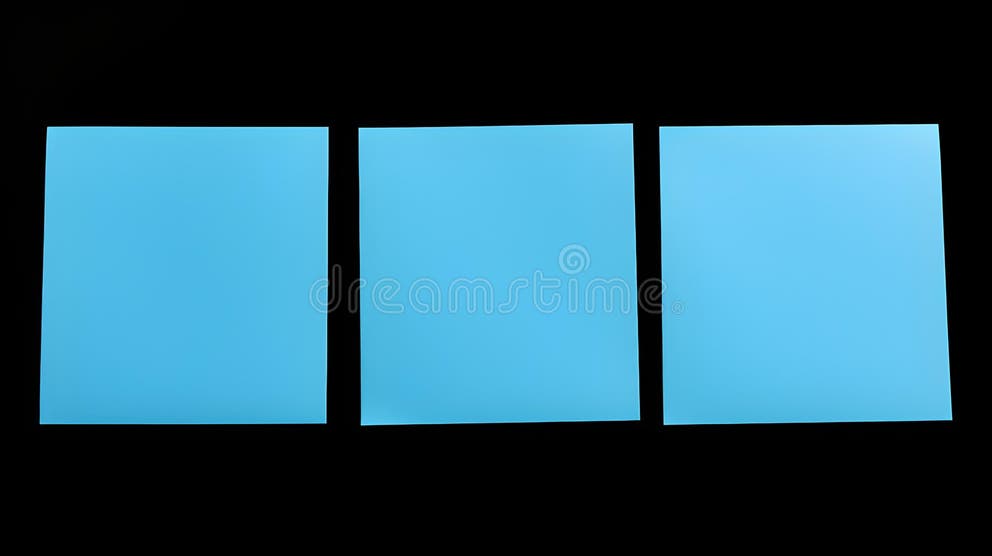 Set of Sky Blue Square Paper Notes on a Black Background. Brainstorming ...