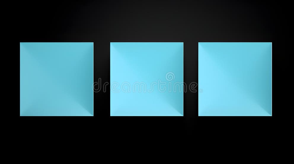 Set of Sky Blue Square Paper Notes on a Black Background. Brainstorming ...