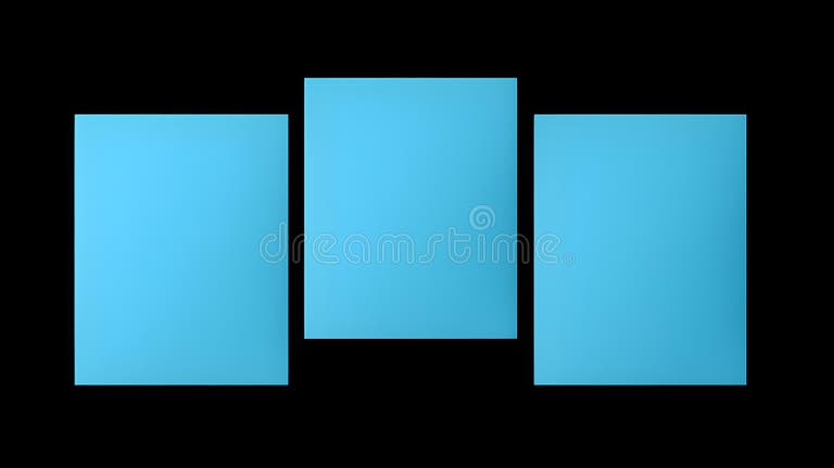 Set of Sky Blue Square Paper Notes on a Black Background. Brainstorming ...