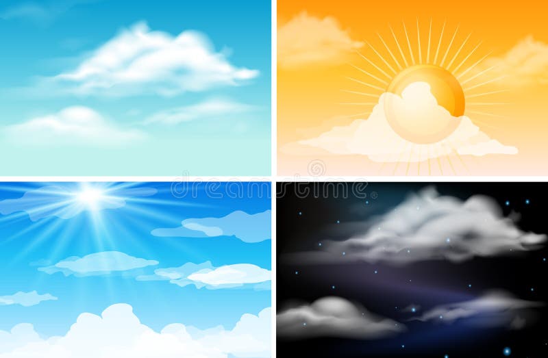 Set of Sky at Different Times Stock Vector - Illustration of evening ...