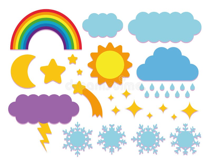 Set of Sky Icons Isolated on White Background Stock Illustration ...