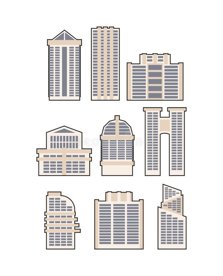 Set Skyscrapers and Buildings. Vector Icon Stock Vector - Illustration ...