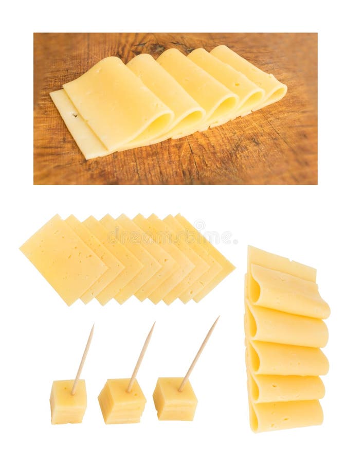 Set of Sliced Gouda Cheese Isolated Stock Image - Image of tasty, stack ...