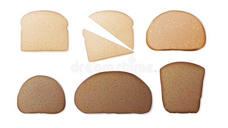 A Set of Slices of Different Types of Bread. Realistic Isolated on ...