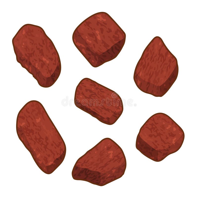 Set of Slices of Meat, Icon on White Background. Stock Vector ...