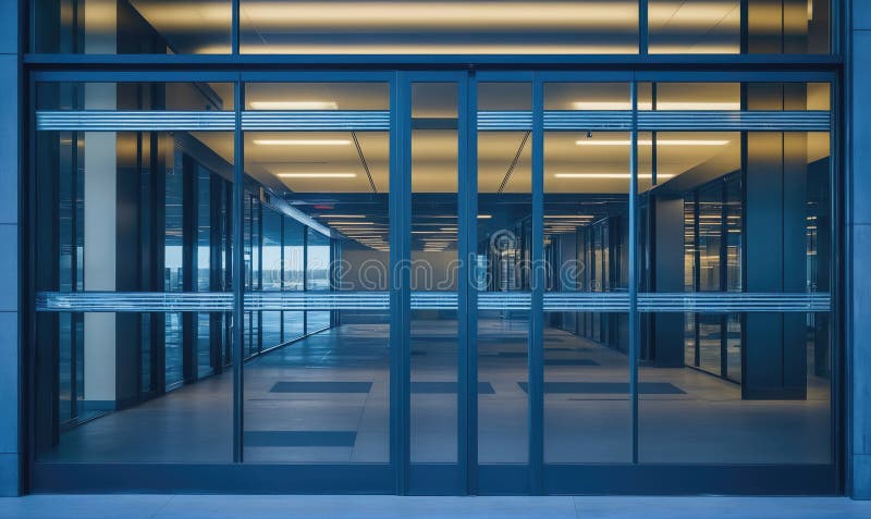 A Set of Sliding Glass Doors Leads To an Empty Hallway Inside a Modern ...