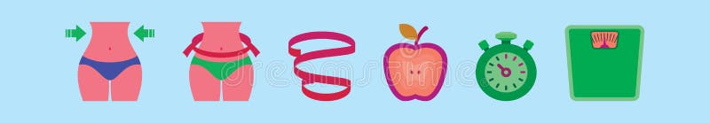 Set of Slimming Cartoon Icon Design Template with Various Models ...