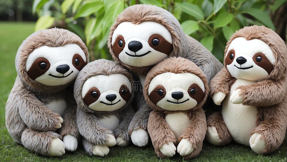 Set of Sloth Plush Dolls Stuffed Ai Generated Stock Illustration ...