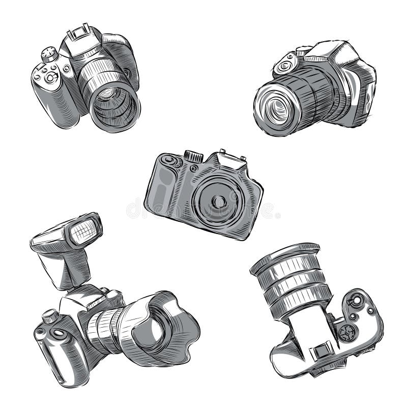 Pencil Sketch Dslr Camera Stock Illustrations – 61 Pencil Sketch Dslr ...
