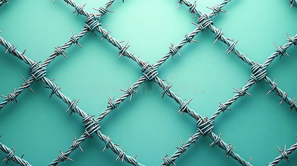 Set of Small Barbed Wire Circles Arranged in Grid Pattern, Creating ...