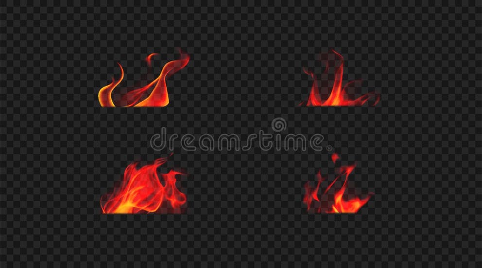 Set of Small Burning Fire. Vector Design Elements. Stock Vector ...