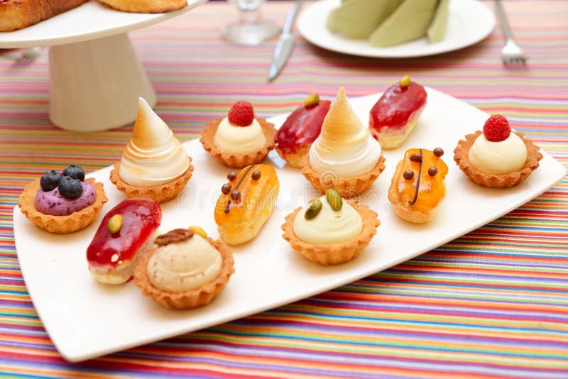 Set of Small Cakes on Plate Stock Image - Image of cake, berry: 57702641