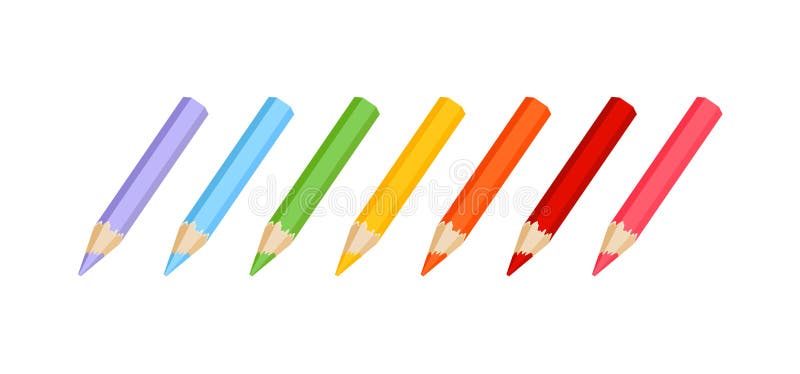 Set of Small Colored Pencils Isolated on White Background. Stock Vector ...