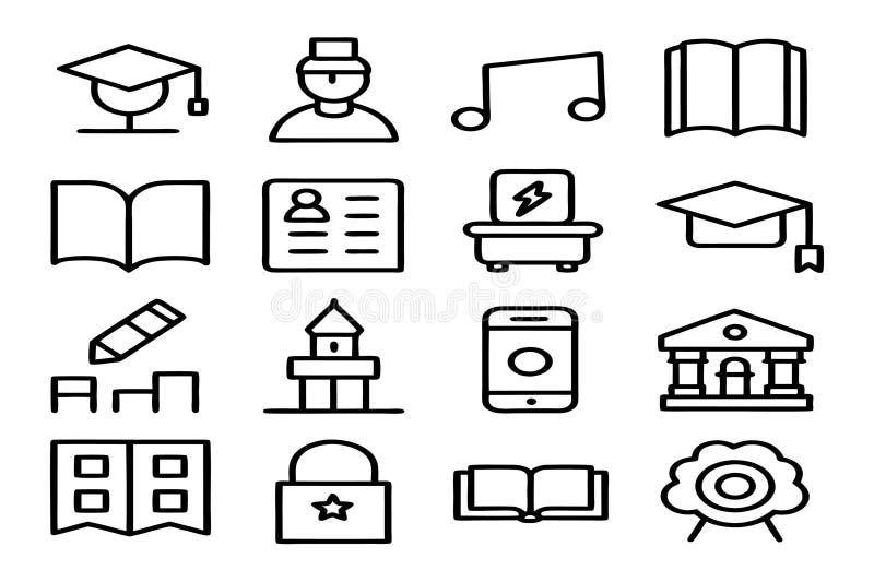 Set of 50 Small Education Line Icons Set. Education Outline Icons with ...