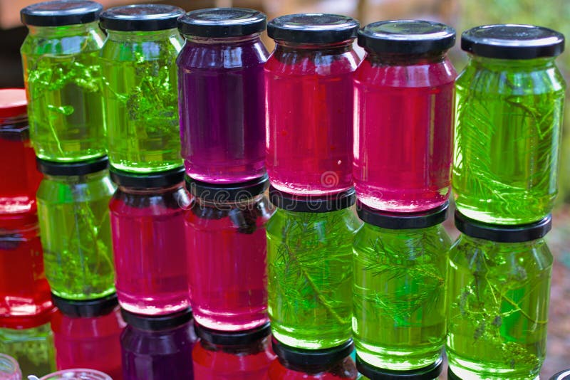 Jars with Different Preserved Vegetables and Fresh Spices for Canning ...