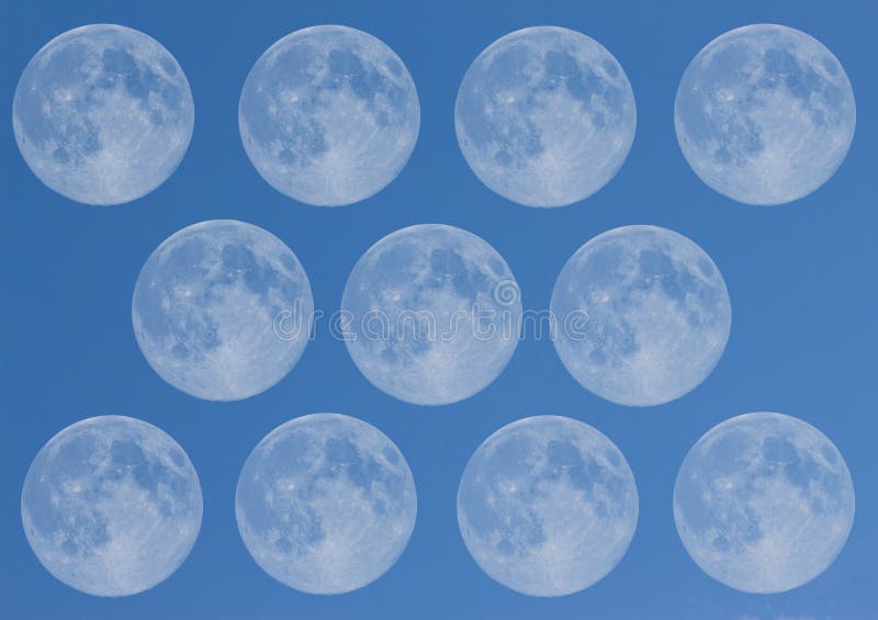 Set of Small Moons in the Middle of the Sky Stock Image - Image of ...