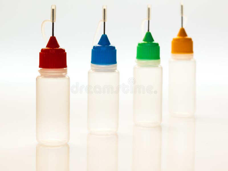 Set of Small Plastic Sample Bottles for Liquids Stock Image - Image of ...