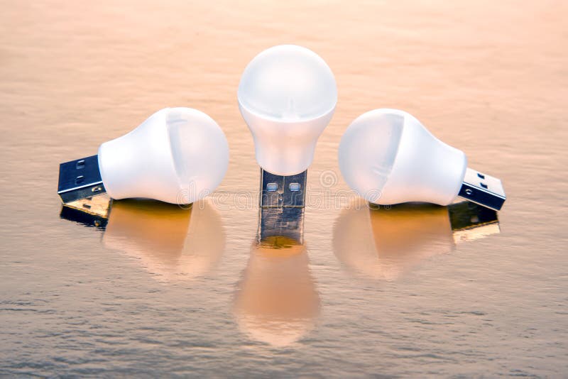 Set of Small Usb Led Lamps. Electricity in Modern Devices Stock Photo ...