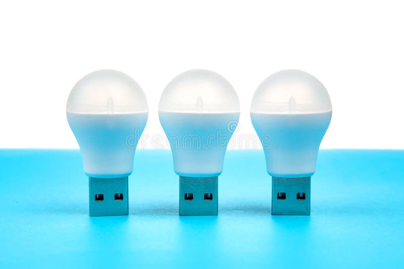 Set of Small Usb Led Lamps. Electricity in Modern Devices Stock Photo ...