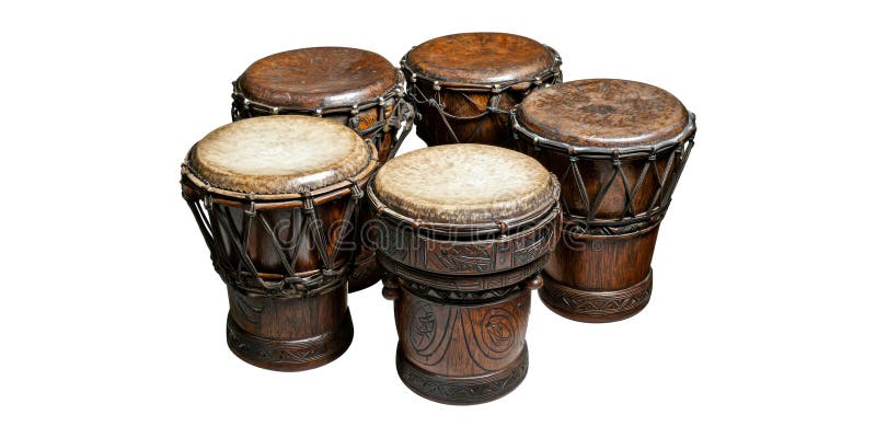 Set of Small Wooden Drums Isolated on Transparent Background Stock ...