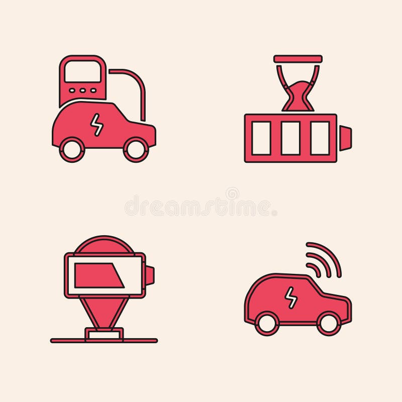 Set Smart Car System, Electric, Battery Charge and Icon. Vector Stock ...