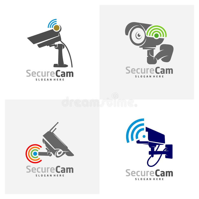 Set of Smart CCTV Camera Logo Design Vector Template, Concept Symbol ...