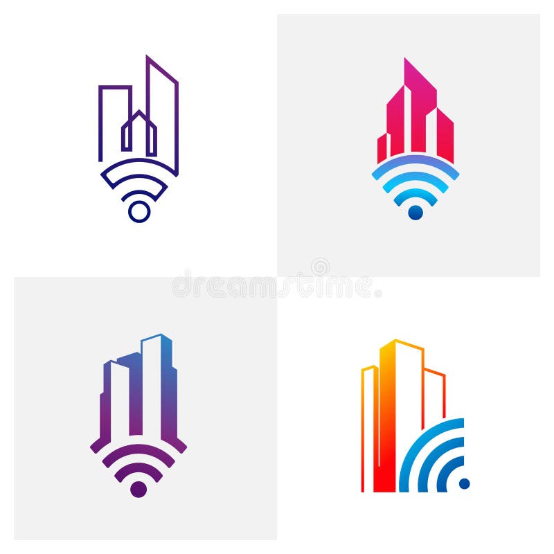 Set of Smart City Logo Vector Template, Creative Building Logo Design ...