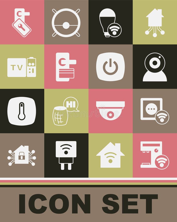 Set Smart Coffee Machine, Electrical Outlet, Web Camera, Light Bulb ...