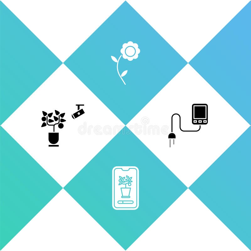 Set Smart Farming Technology, Control System, Flower and Sensor Icon ...
