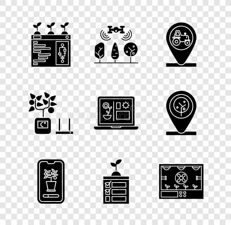 Set Smart Farming Technology, with Drone, Tractor and Location, Control ...