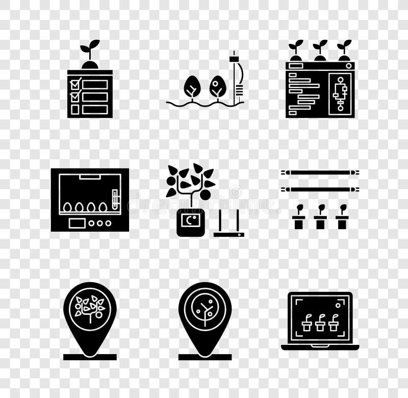 Set Smart Farming Technology, Standalone Sensor and Plant, Location ...