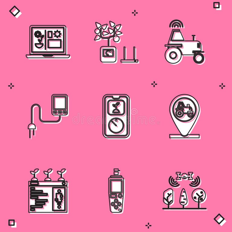 Set Smart Farming Technology, Wireless Tractor on Smart, Sensor ...