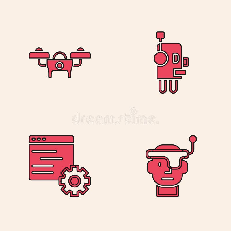 Set Smart Glasses, Drone, Robot and Computer Api Interface Icon. Vector ... Set Smart Glasses, Drone, Robot and Computer Api Interface Icon. Vector ...
