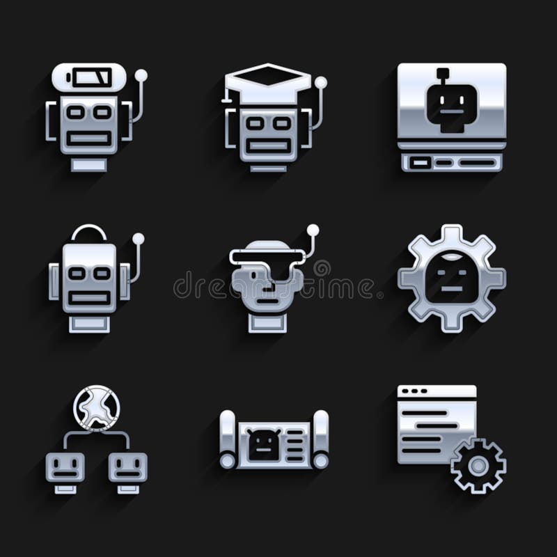 Set Smart Glasses Robot Blueprint Computer Api Interface Artificial