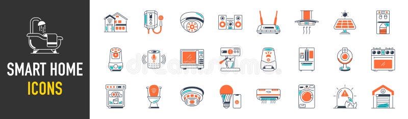 Set of Smart Home Icons Collection. Stock Vector - Illustration of ...