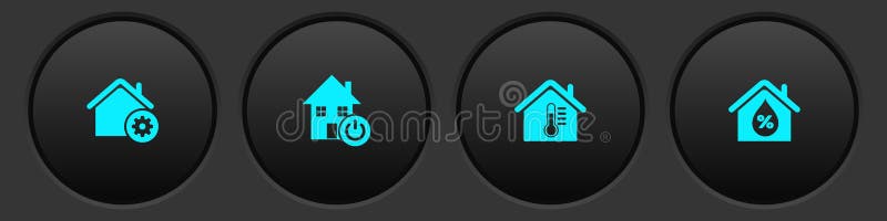 Set Smart Home Settings, , House Temperature and Humidity Icon. Vector ...