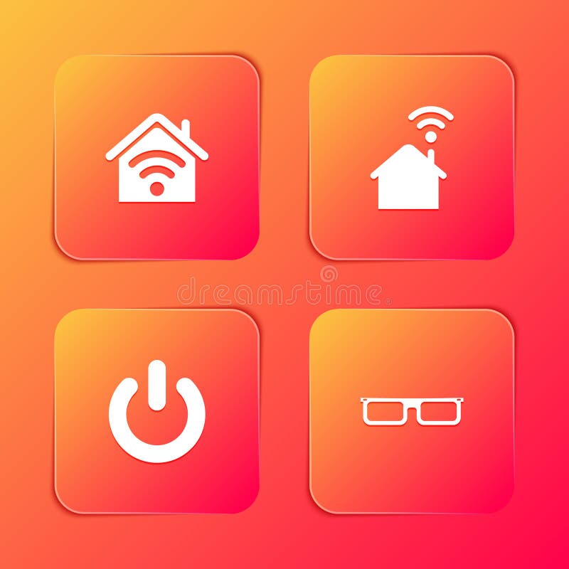 Set Smart Home with Wi-fi, , Power Button and Glasses Icon. Vector ...
