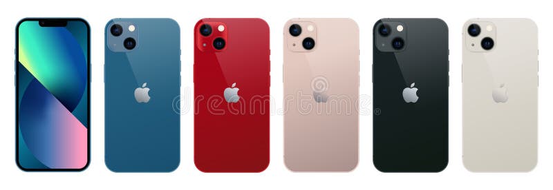 Set of Smart Phone Apple IPhone 13 in Front and Back Sides, in Official ...
