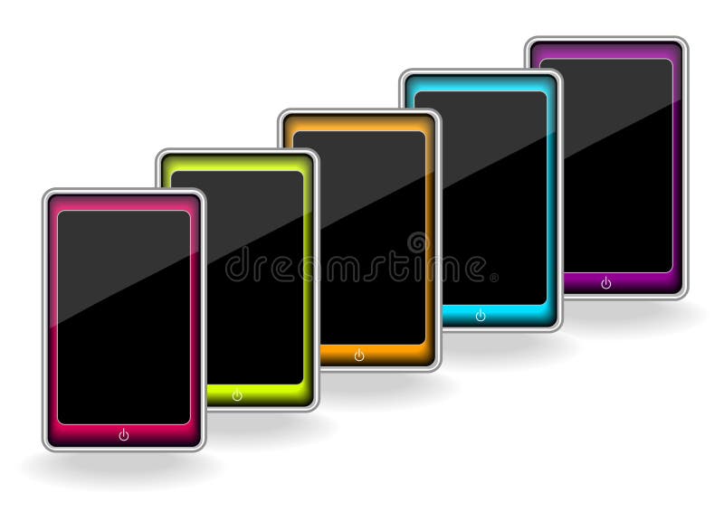 Set of smart phone models stock vector. Illustration of colors - 53067566