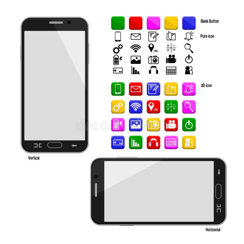 Set of smart phone stock vector. Illustration of electronics - 95517353