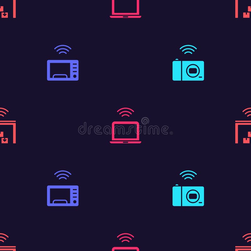 Set Smart Photo Camera, Microwave Oven, Wireless Laptop and Warehouse ...