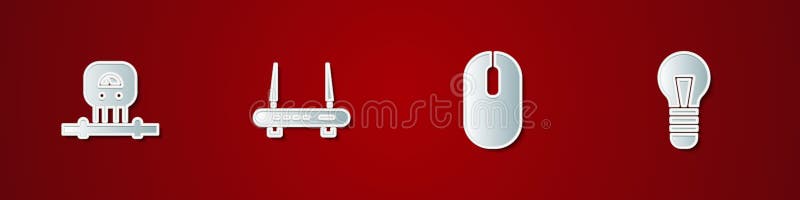 Set Smart Sensor, Router and Wi-fi Signal, Computer Mouse and Light ...