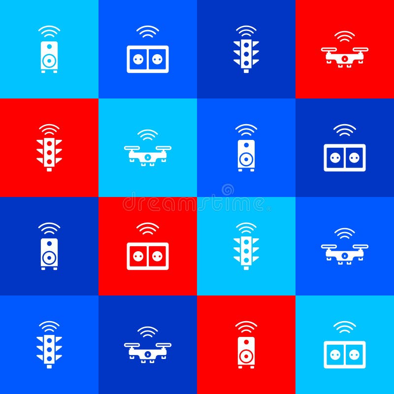 Set Smart Stereo Speaker, Electrical Outlet, Traffic Light and Drone ...
