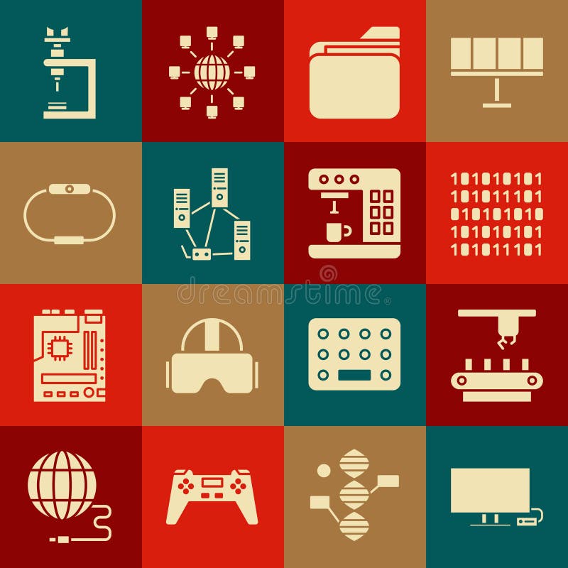 Set Smart Tv, Factory Conveyor System Belt, Binary Code, Document ... Set Smart Tv, Factory Conveyor System Belt, Binary Code, Document ...