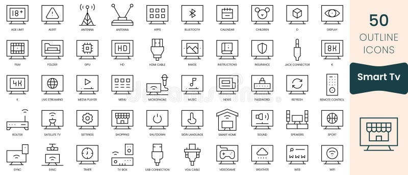 Set of Smart Tv Icons. Thin Linear Style Icons Pack Stock Vector ...