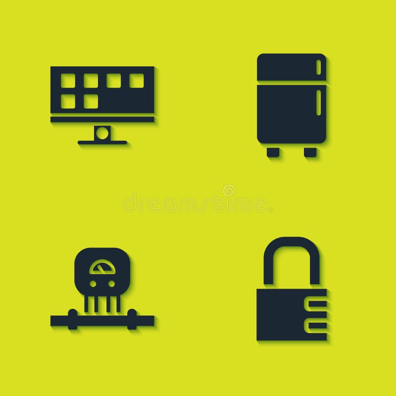 Set Smart Tv, Safe Combination Lock, Sensor and Refrigerator Icon ...