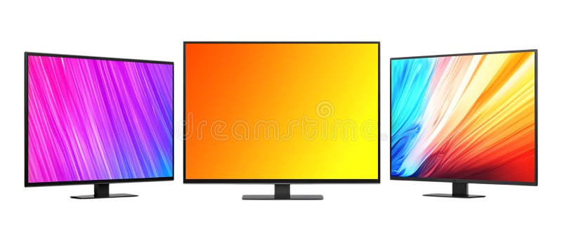 Set of Smart TV Screen Mockups in Five Different Poses on Transparent ...